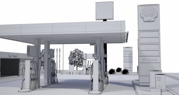 Posto de gasolina Shell Modelo 3D - TurboSquid 1783346