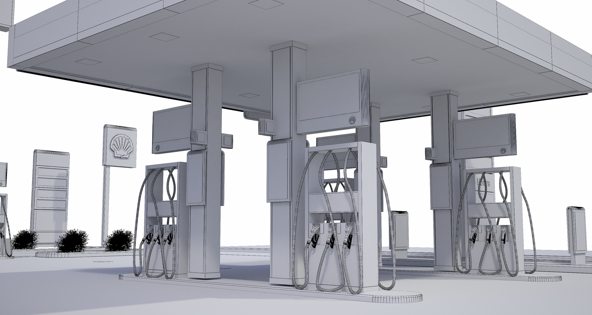 Posto de gasolina Shell Modelo 3D - TurboSquid 1783346