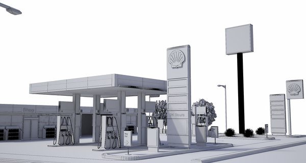 Posto de gasolina Shell Modelo 3D - TurboSquid 1783346