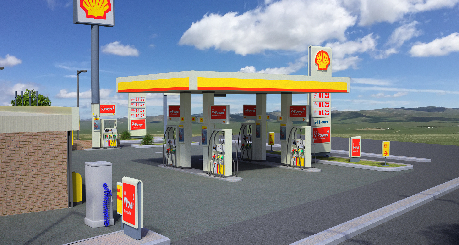 Posto de gasolina Shell Modelo 3D - TurboSquid 1783346
