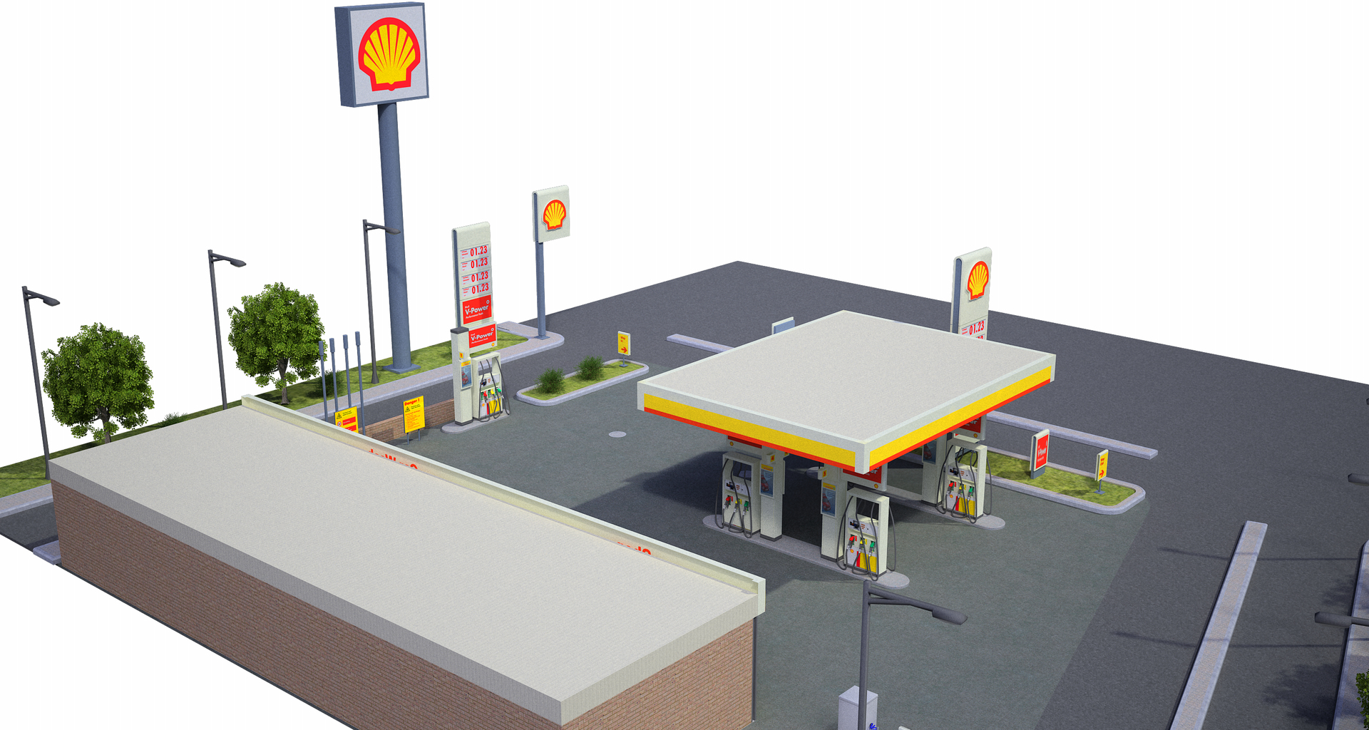 Posto de gasolina Shell Modelo 3D - TurboSquid 1783346