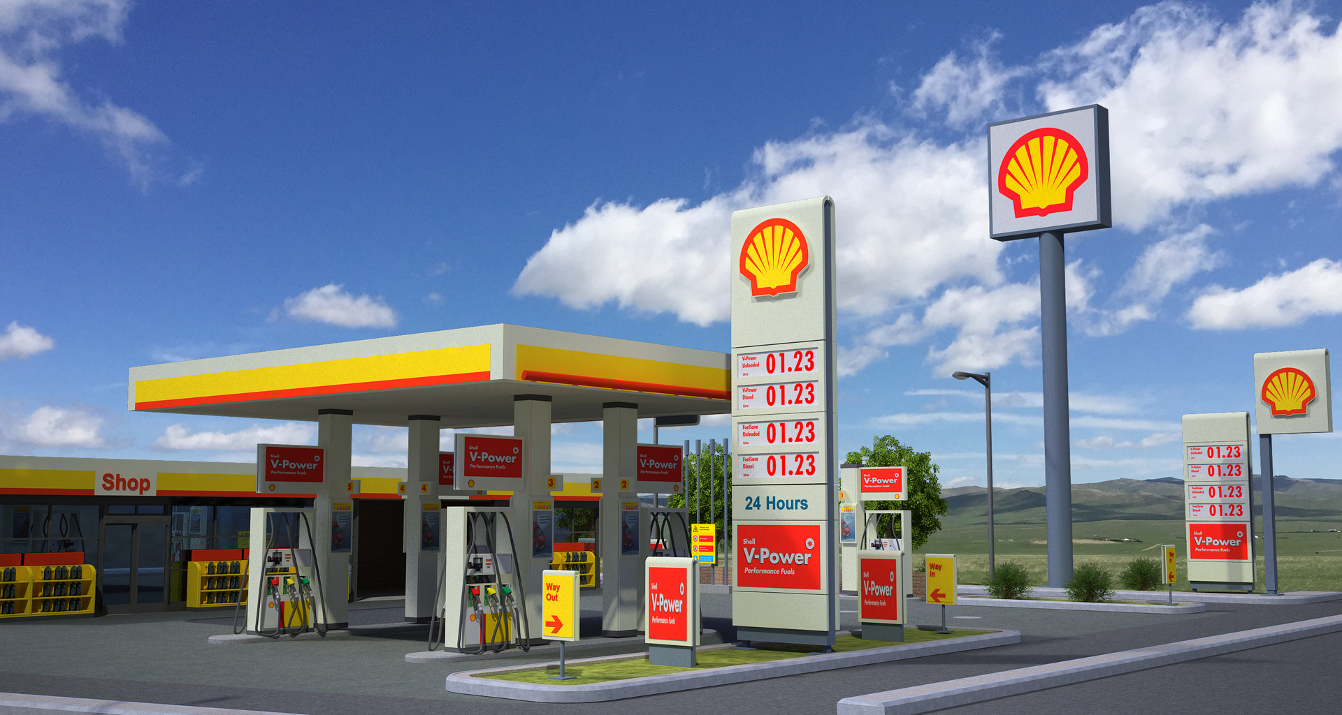 Posto de gasolina Shell Modelo 3D - TurboSquid 1783346