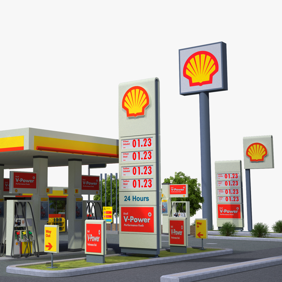 Posto de gasolina Shell Modelo 3D - TurboSquid 1783346