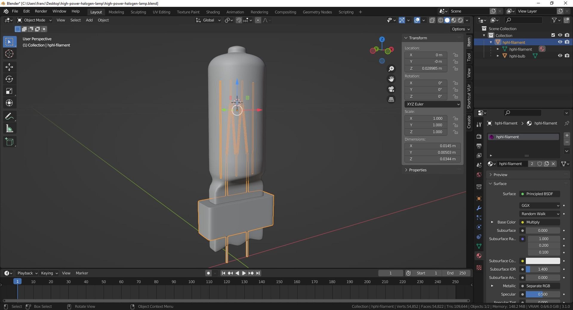3D High Power Halogen Lamp - TurboSquid 1913067