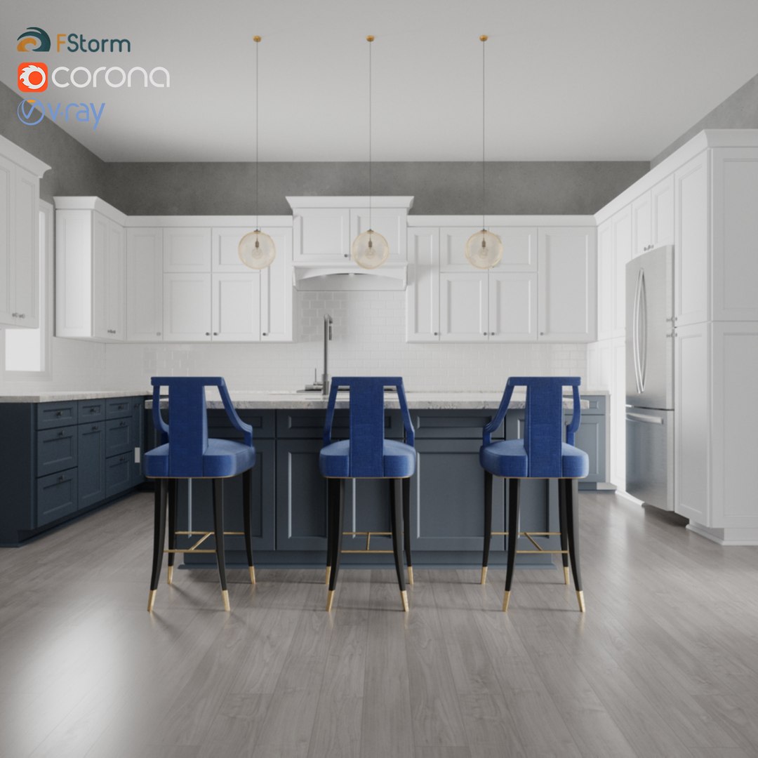 3D Townsend Kitchen Interior Model - TurboSquid 1518535