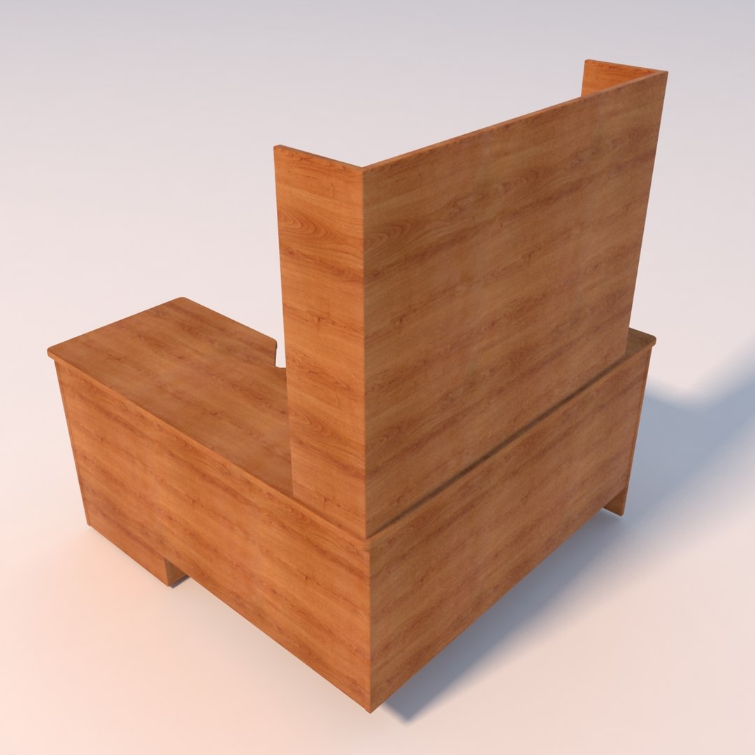 large corner wooden desk 3d 3ds