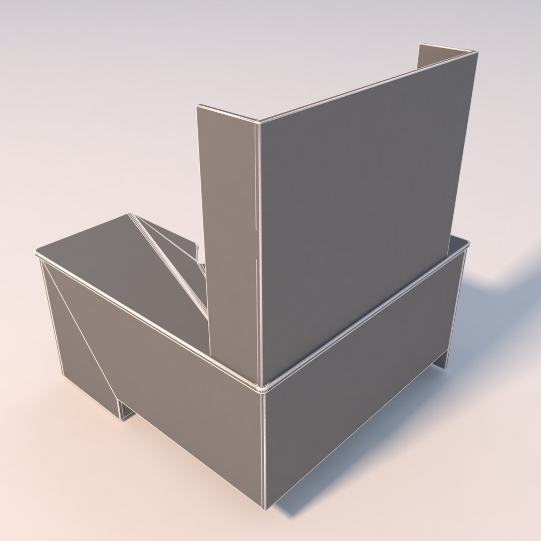 large corner wooden desk 3d 3ds