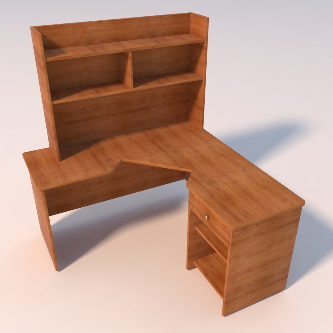 large corner wooden desk 3d 3ds