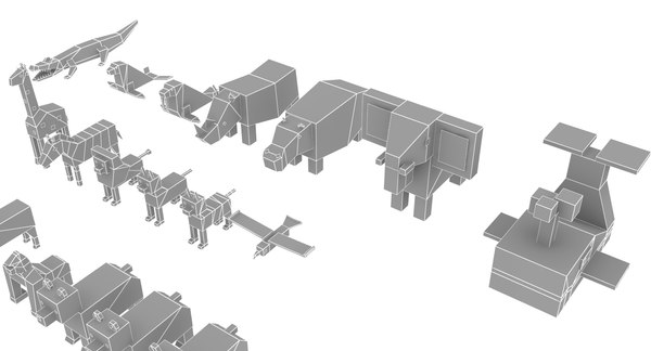 3D model animals blocky - TurboSquid 1408046