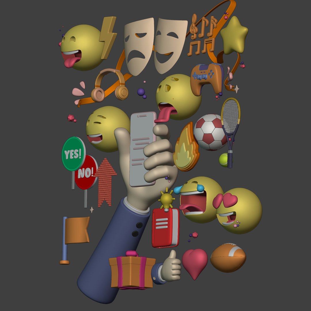 3D Model Cartoon Icons Pack - TurboSquid 1849836