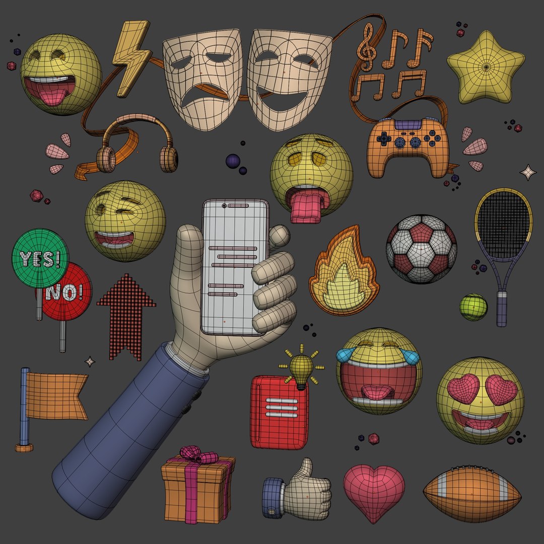 3D Model Cartoon Icons Pack - TurboSquid 1849836