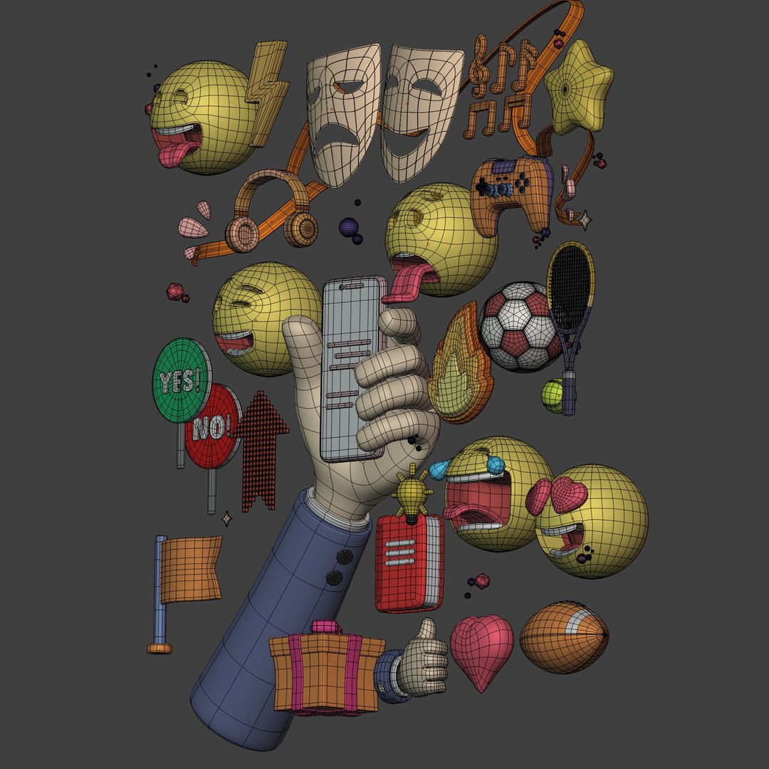 3D Model Cartoon Icons Pack - TurboSquid 1849836