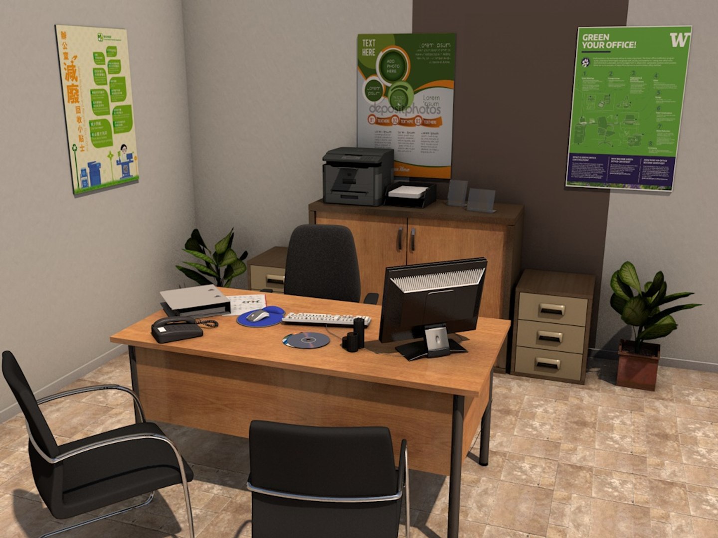 3d Model Office Room Pack 3
