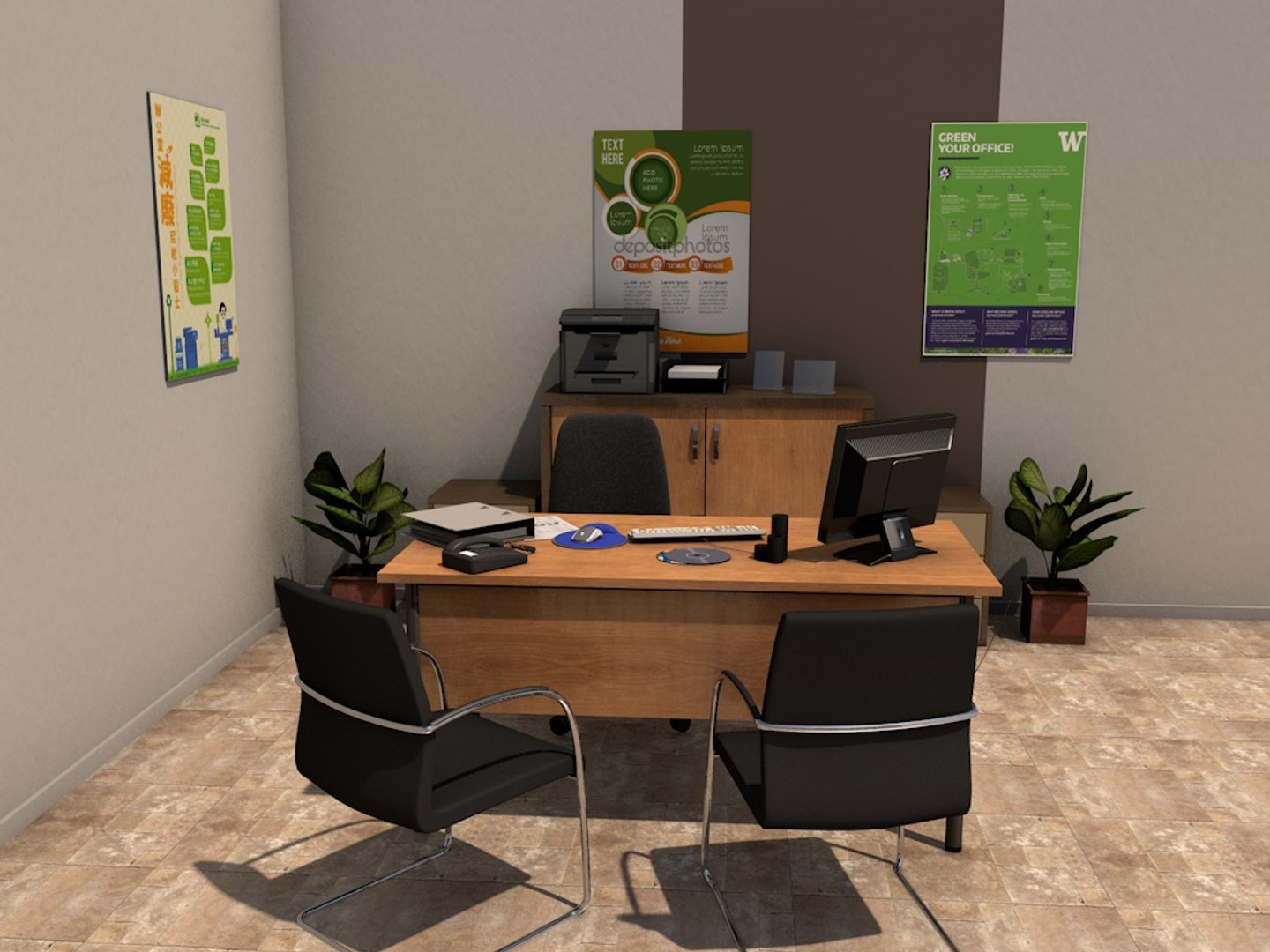 3d Model Office Room Pack 3