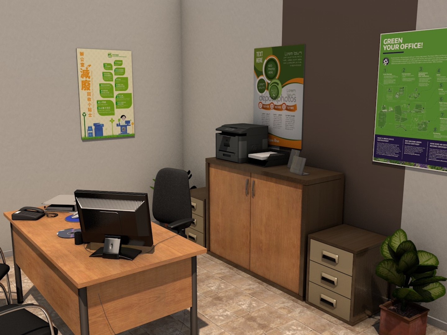 3d Model Office Room Pack 3
