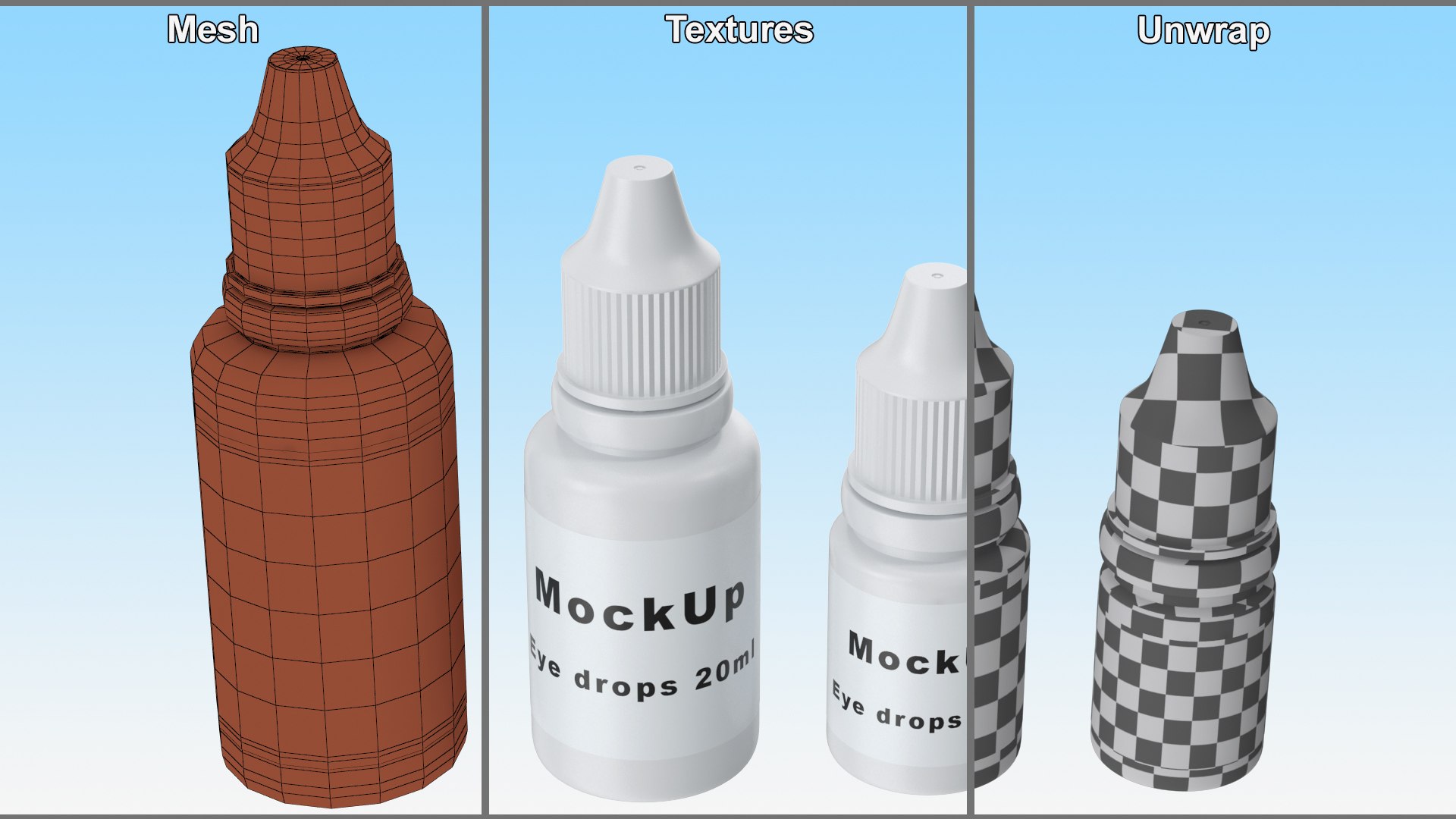 Medical Eye Dropper Bottles Mockup Set 3D - TurboSquid 2151717