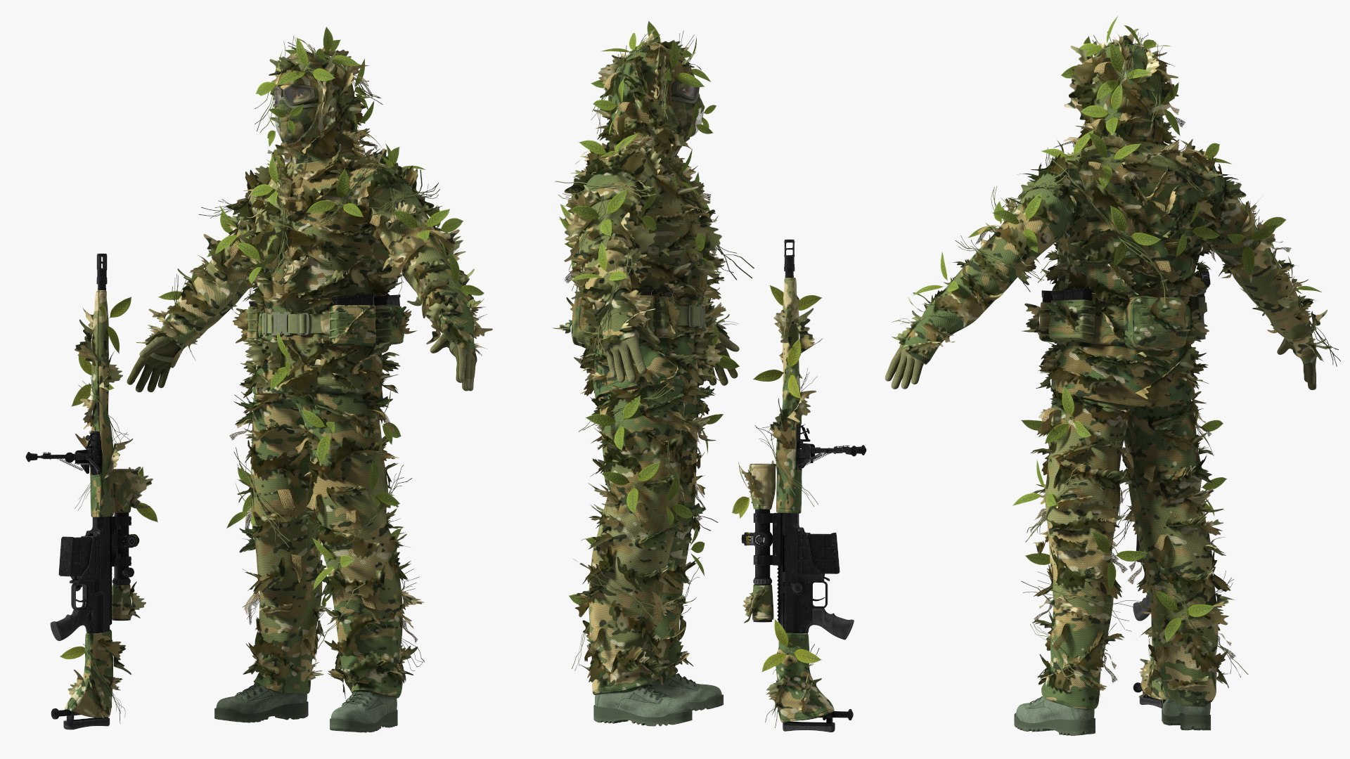 Sniper In Leaf Ghillie Suit Rigged For Modo 3D - TurboSquid 2000821