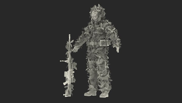 modelo 3d Francotirador con traje Leaf Ghillie preparado para Modo ...