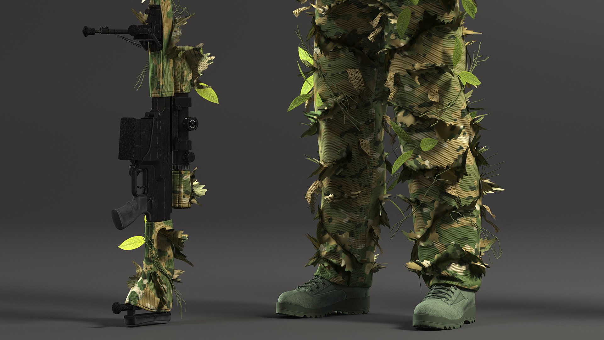 Sniper In Leaf Ghillie Suit Rigged For Modo 3D - TurboSquid 2000821
