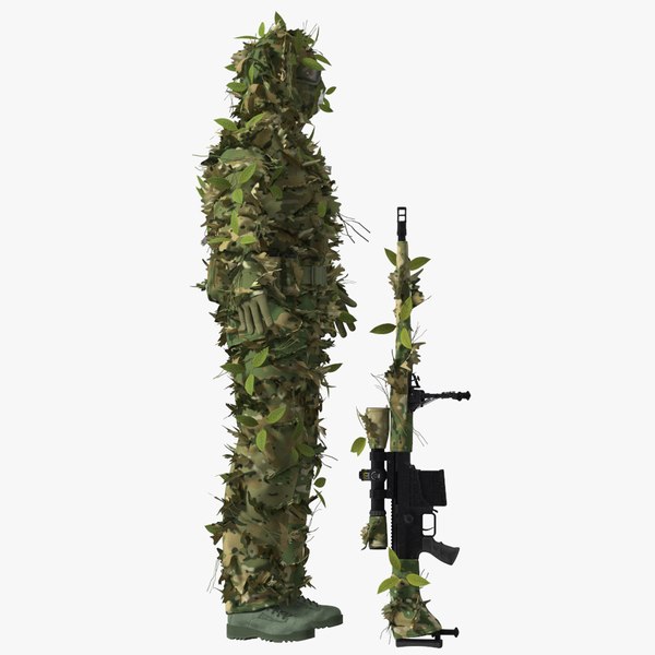 modelo 3d Francotirador con traje Leaf Ghillie preparado para Modo ...