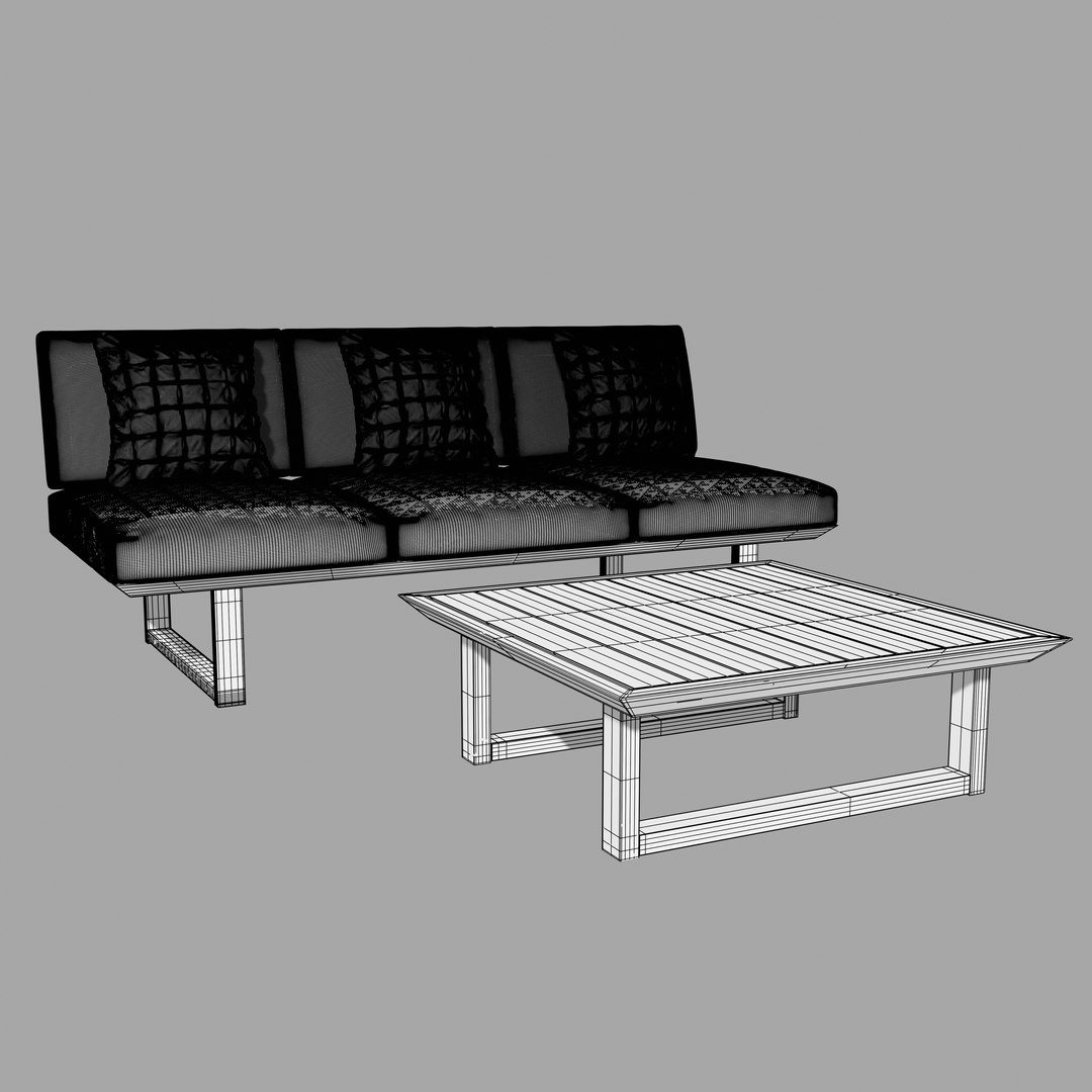 3D wooden seater sofa seating - TurboSquid 1590586
