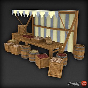 3d model market stall fabric