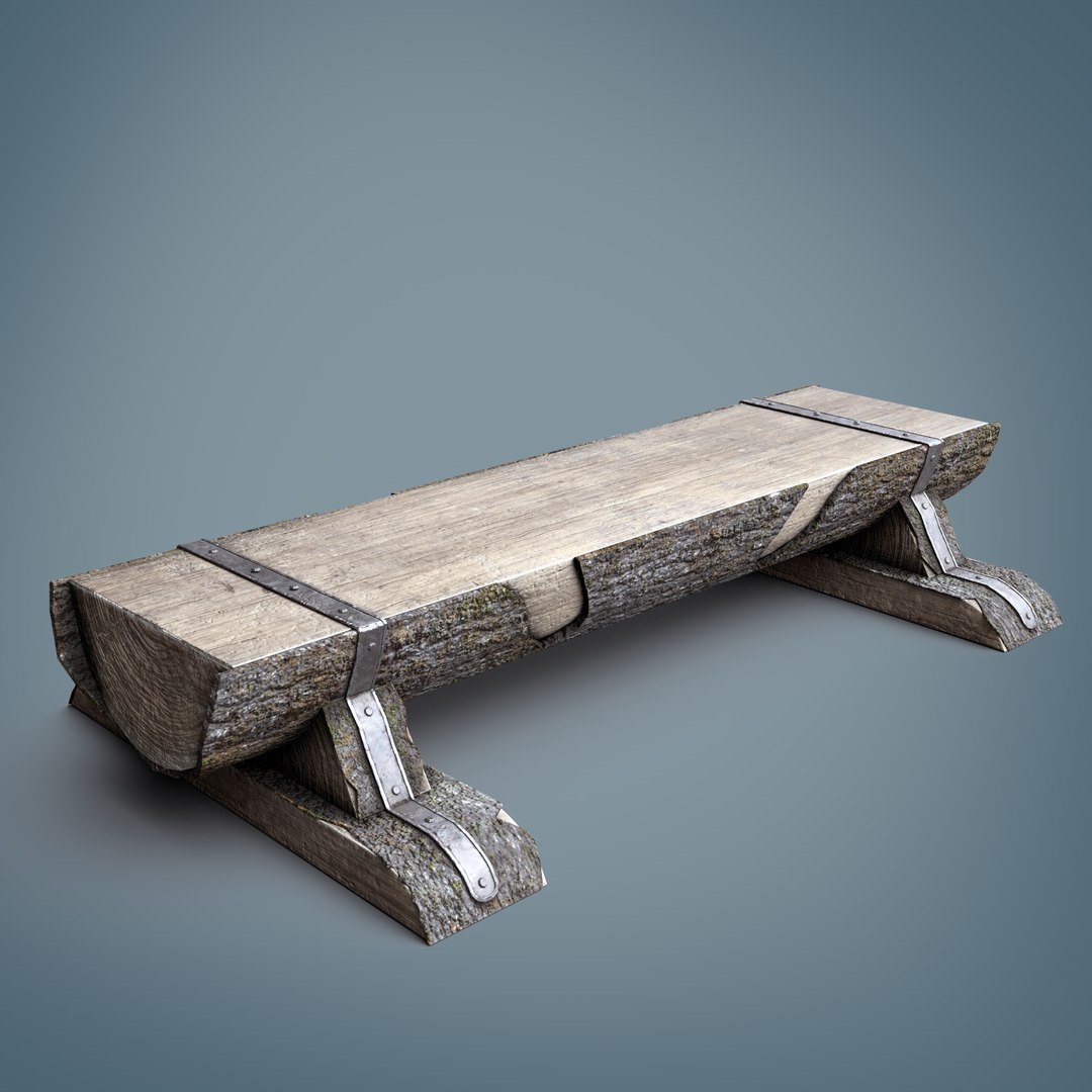 3D Pbr Wooden Log Bench Model - TurboSquid 1350078