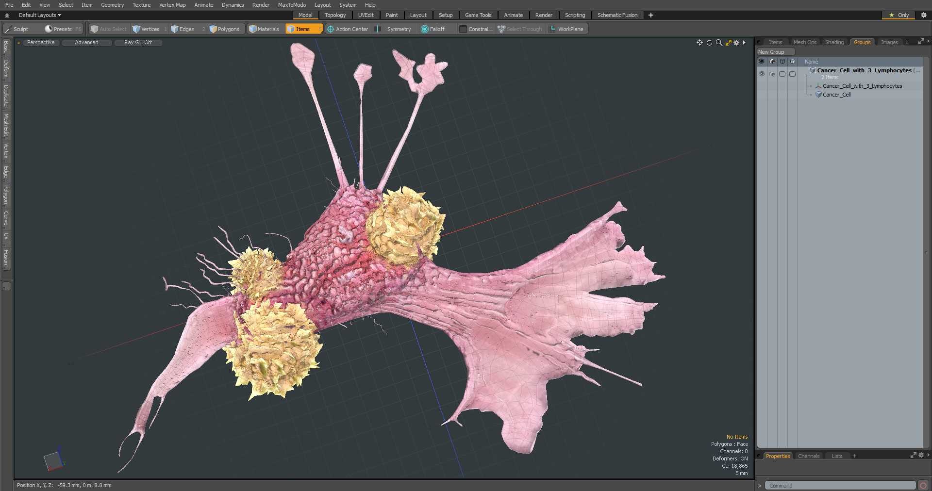 3D Model Cancer Cell With 3 Lymphocytes - TurboSquid 2220935