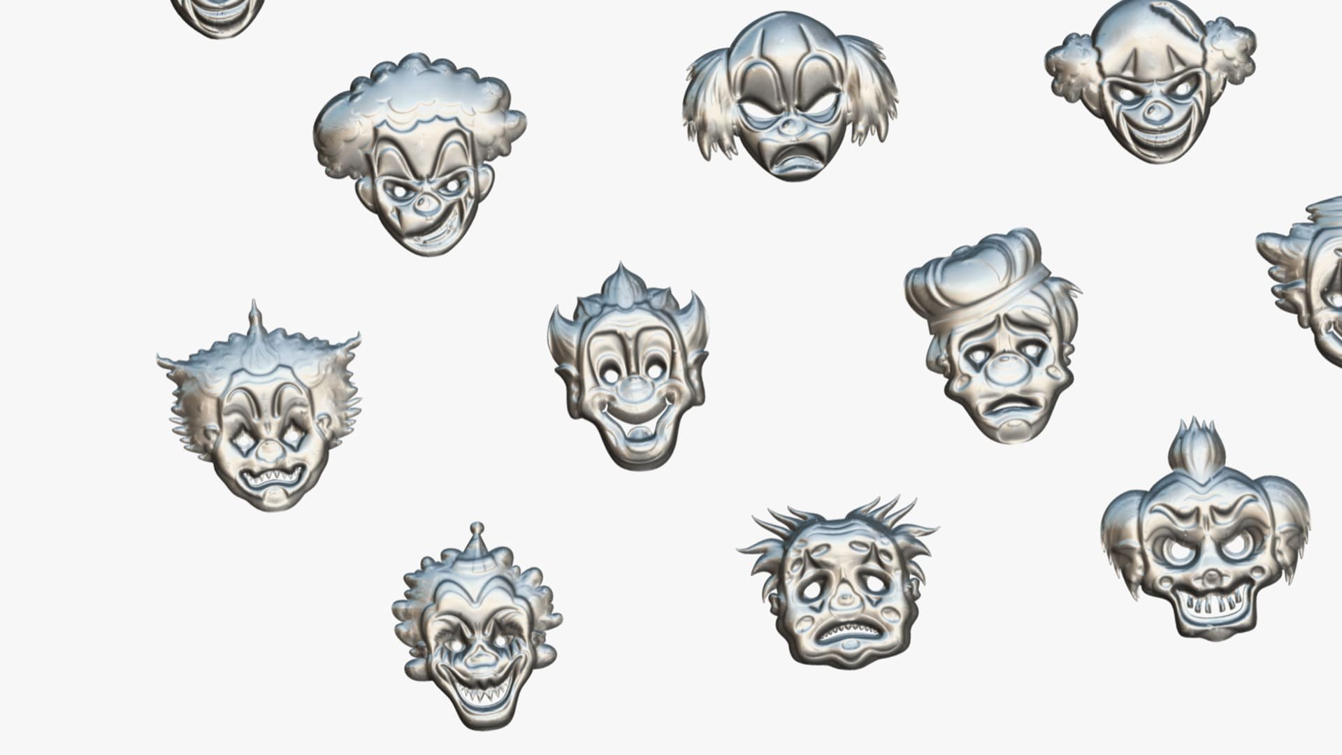 3D 22 It Joker Horror Evil Masks Pack - Kids Evil Fantasy - Stylized ...