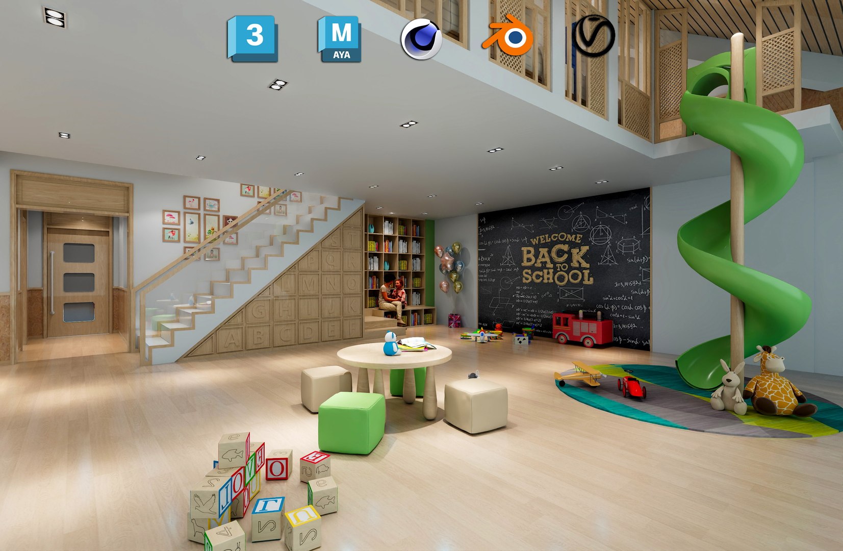 3D Modern School - Kindergarten Activity Room - TurboSquid 2390913