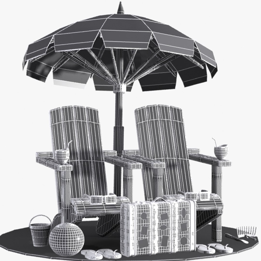 Cartoon Items Beach 3d Model