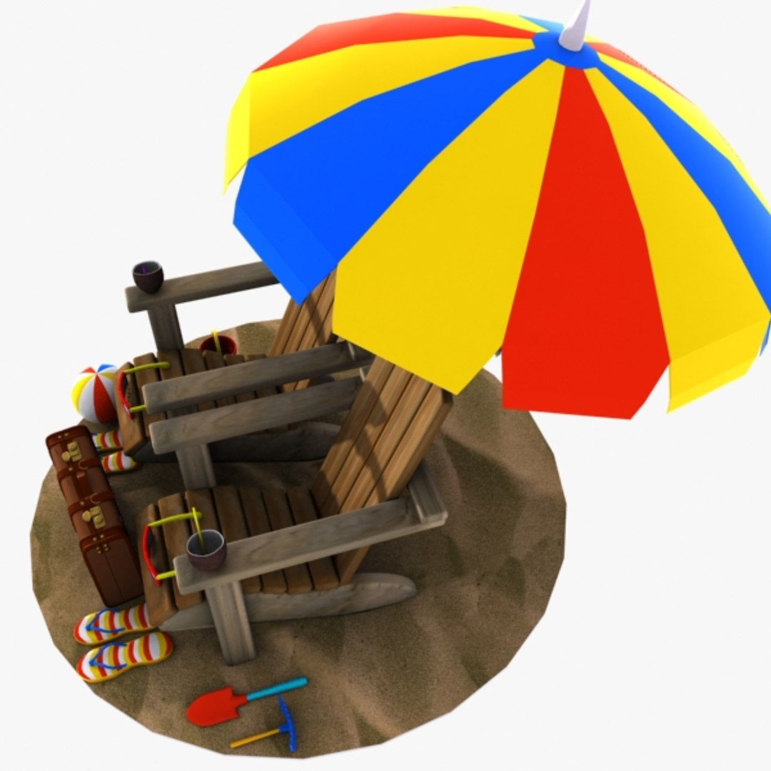 Cartoon Items Beach 3d Model