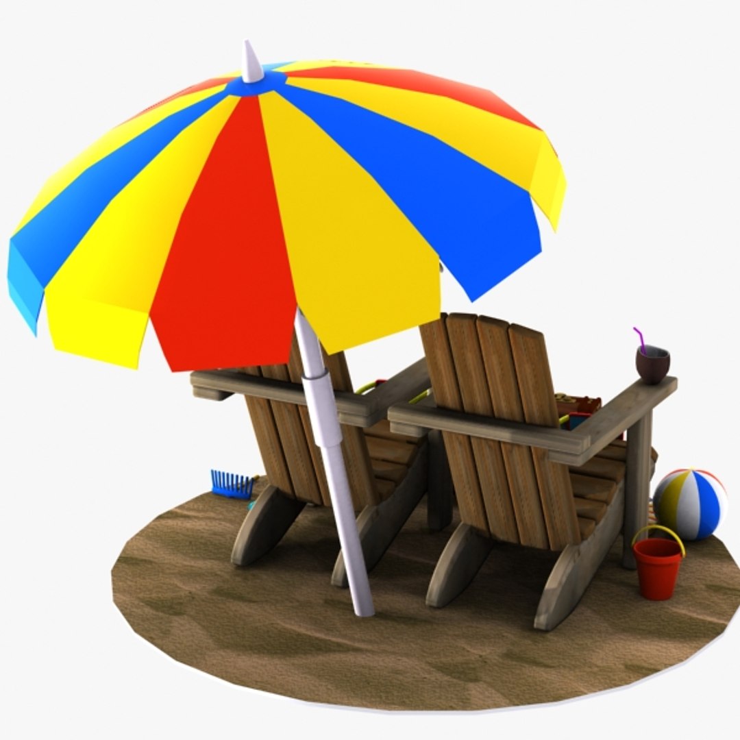 Cartoon Items Beach 3d Model