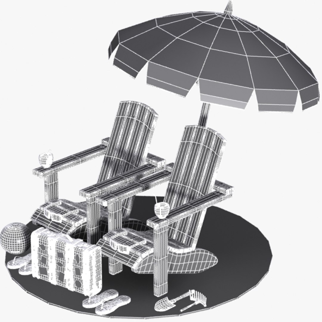 Cartoon Items Beach 3d Model