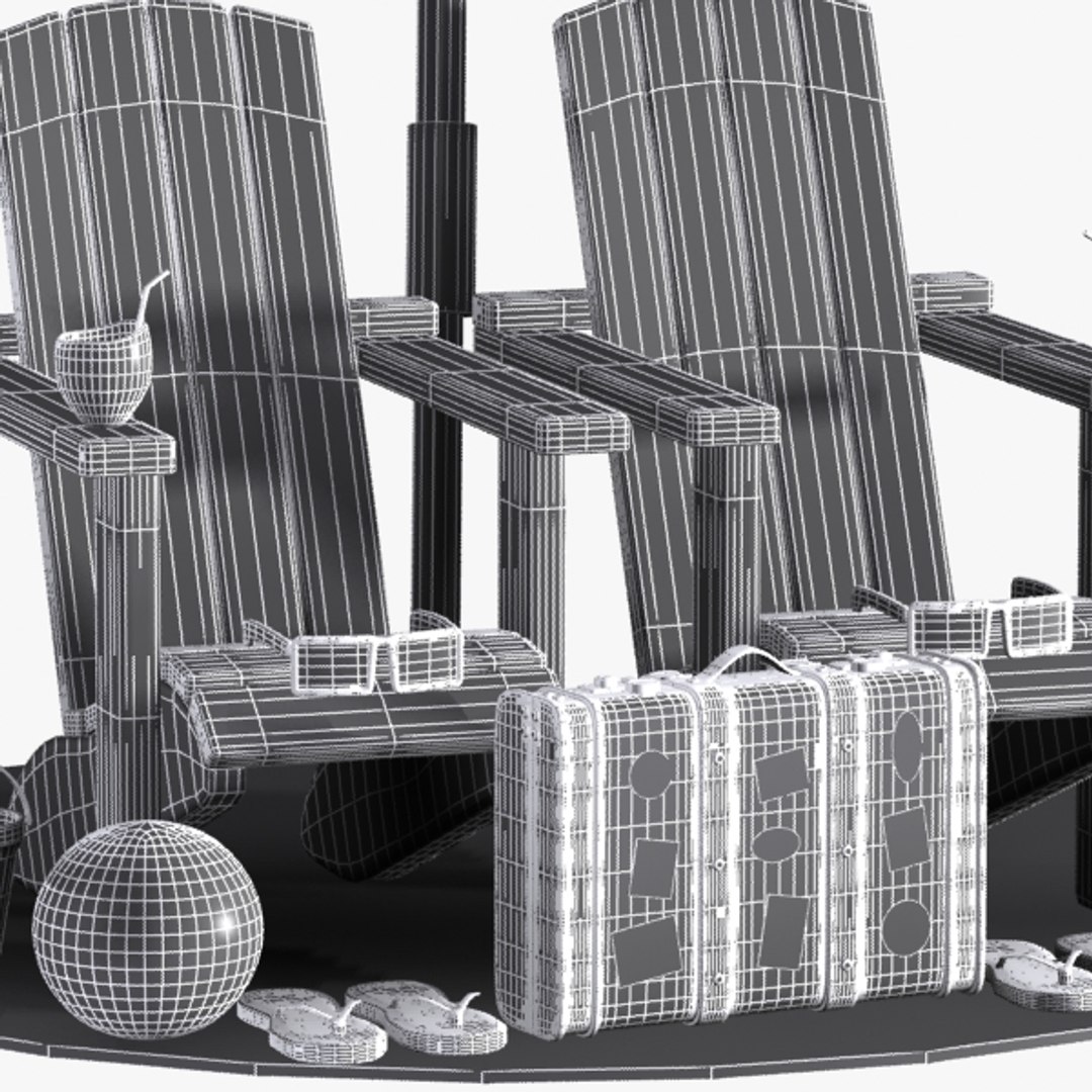 Cartoon Items Beach 3d Model