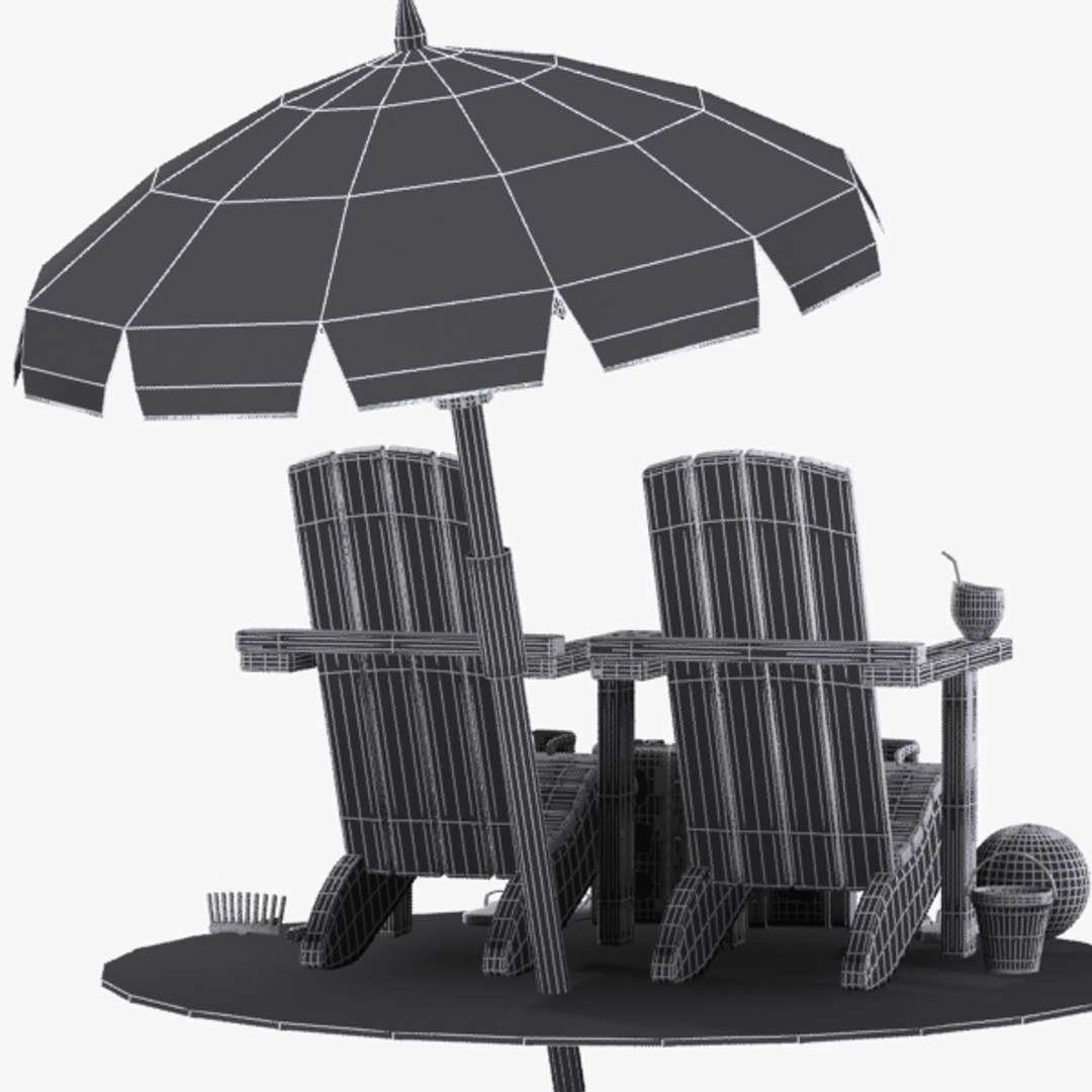 Cartoon Items Beach 3d Model