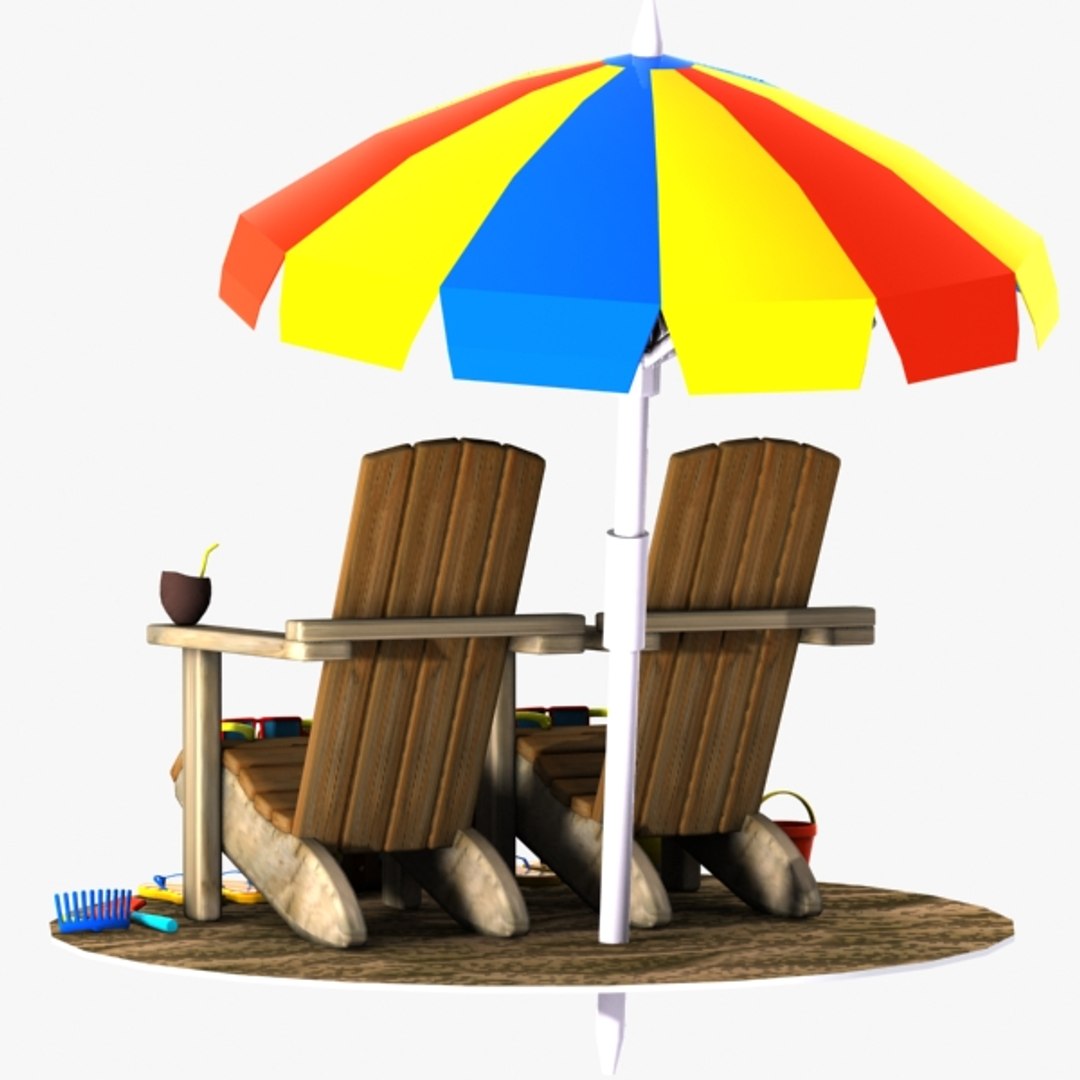 Cartoon Items Beach 3d Model