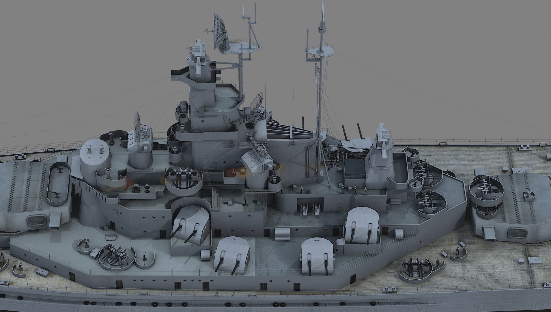 uss bb-57 south dakota 3d model
