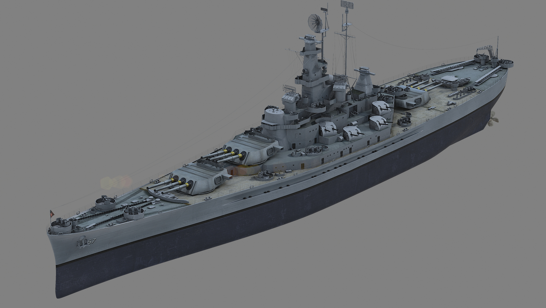 uss bb-57 south dakota 3d model