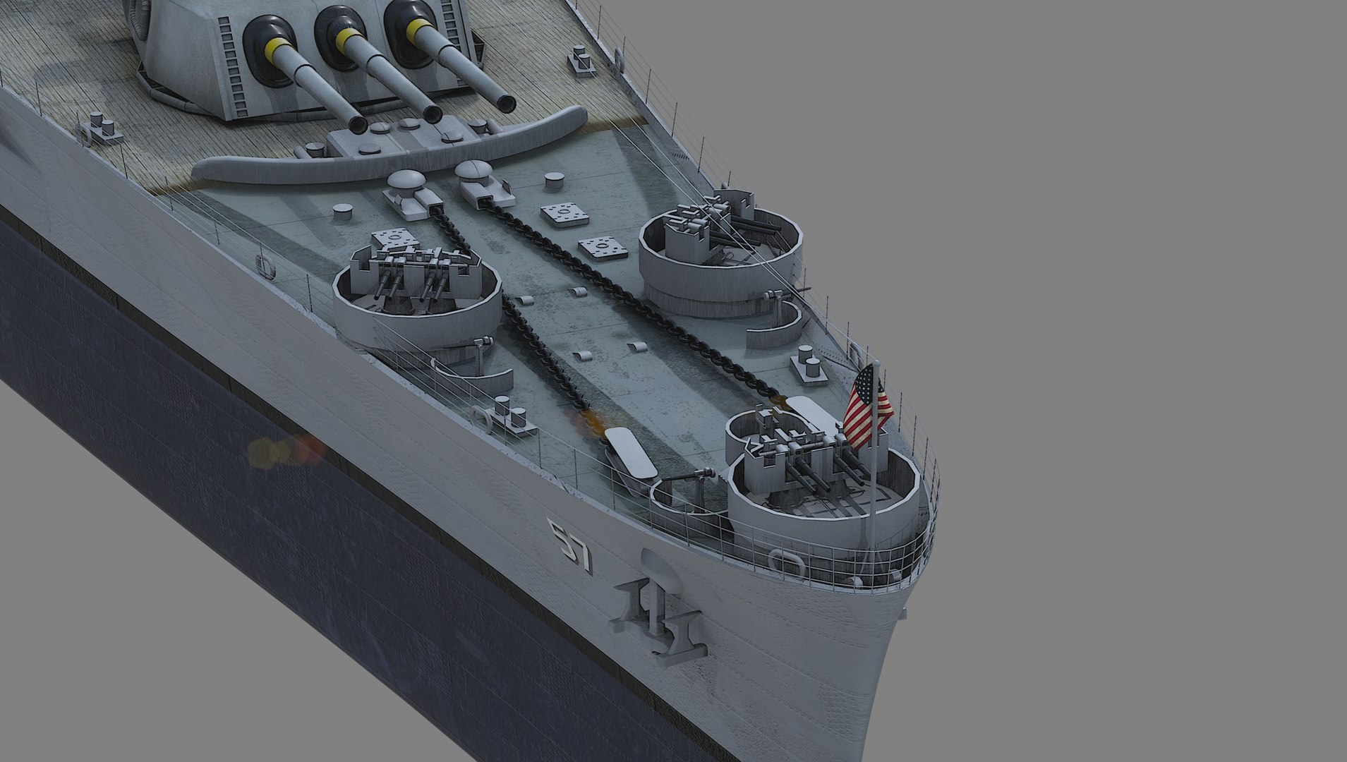 uss bb-57 south dakota 3d model