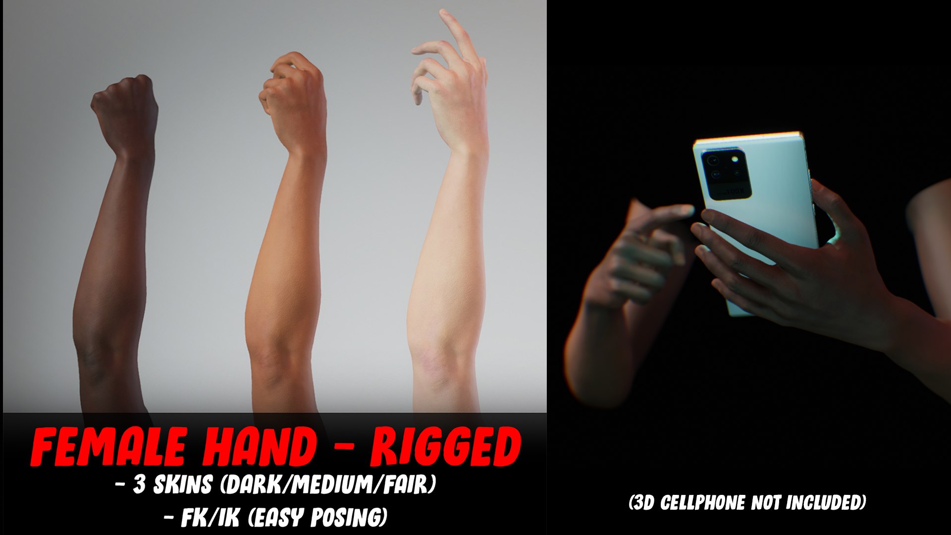 3D Female Hand Arms Pack 1 - Human Anatomy Model - TurboSquid 2209558