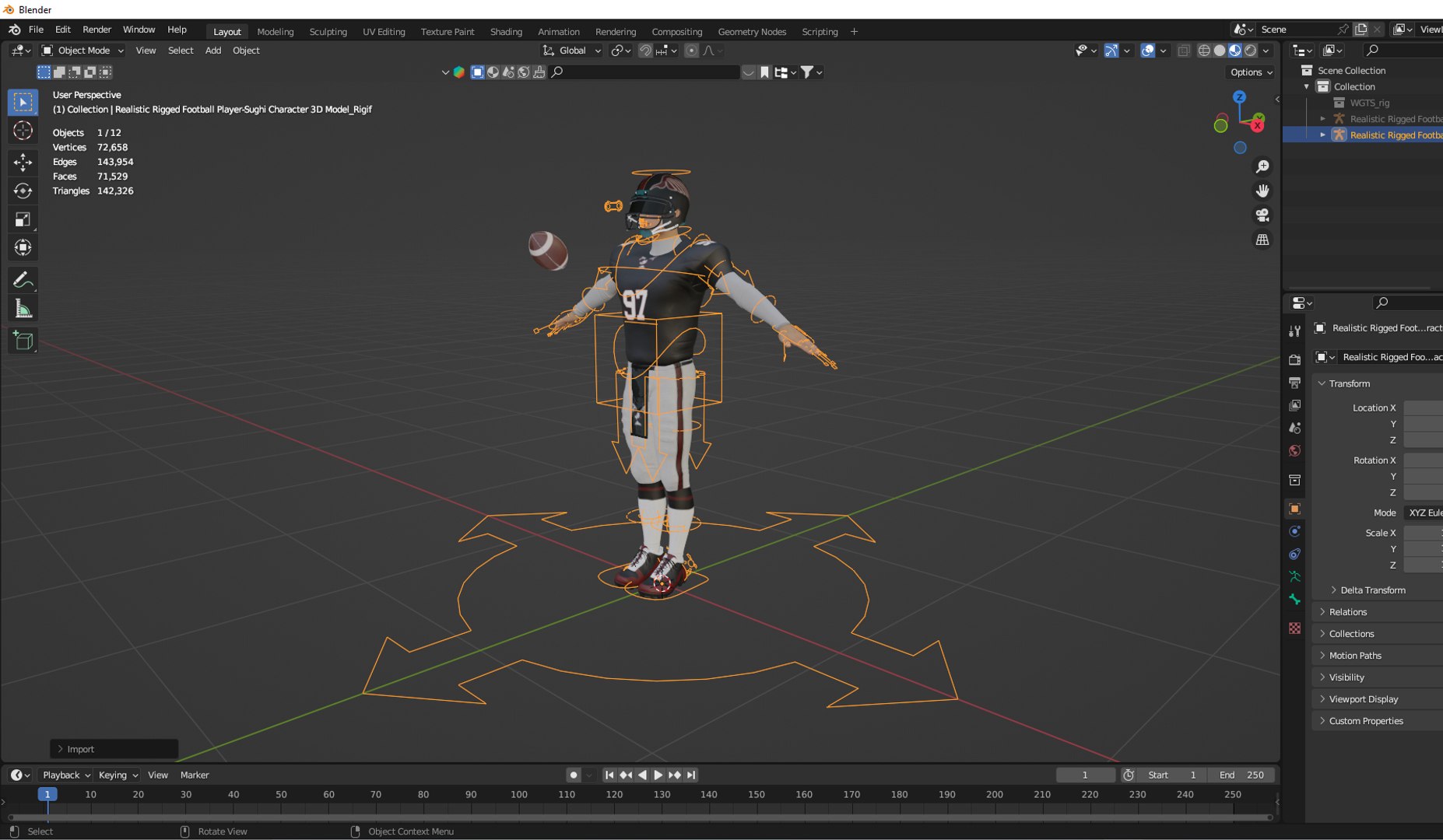 3D Realistic Rigged Football Player-Sughi Character 3D Model ...