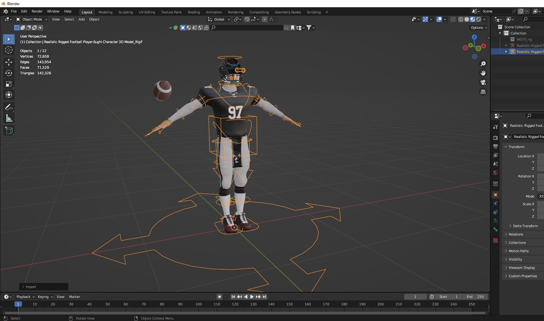 3D Realistic Rigged Football Player-Sughi Character 3D Model ...