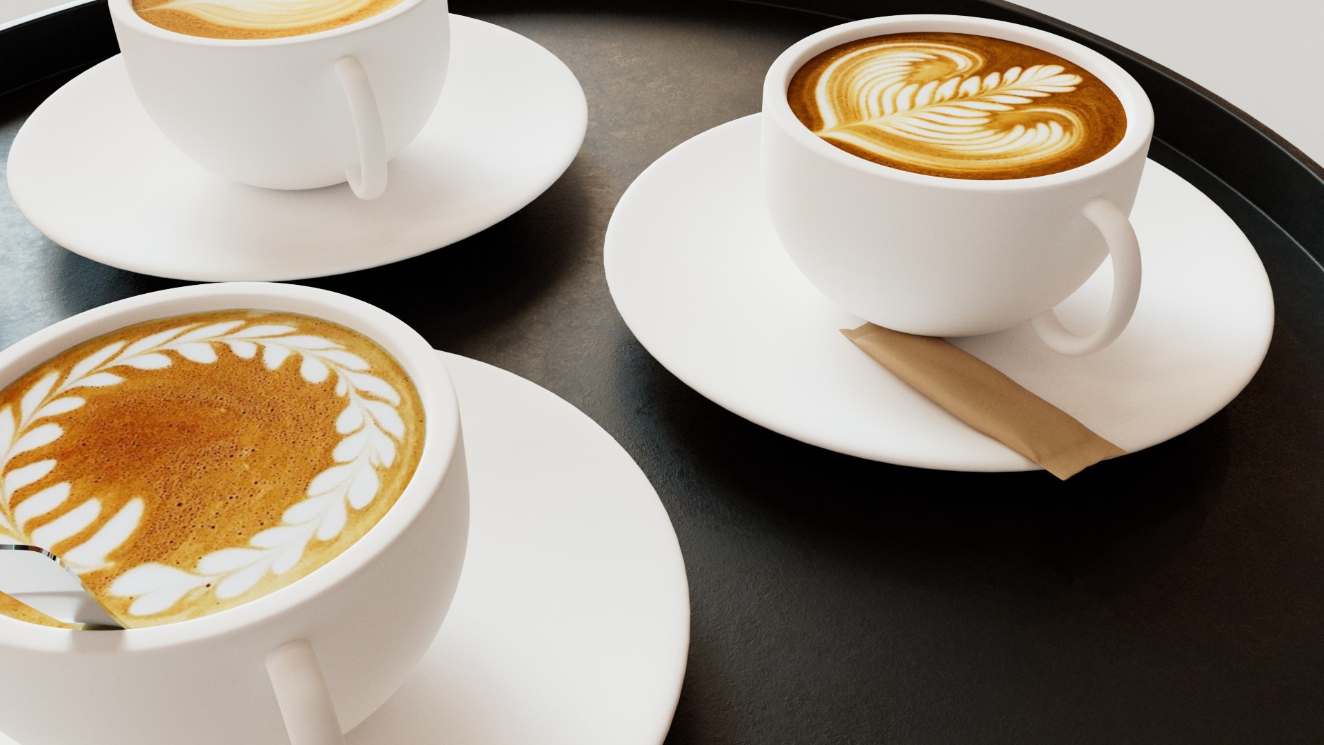 3D Cafe Coffees On A Tray With Simple Drag And Drop Coffee Textures ...