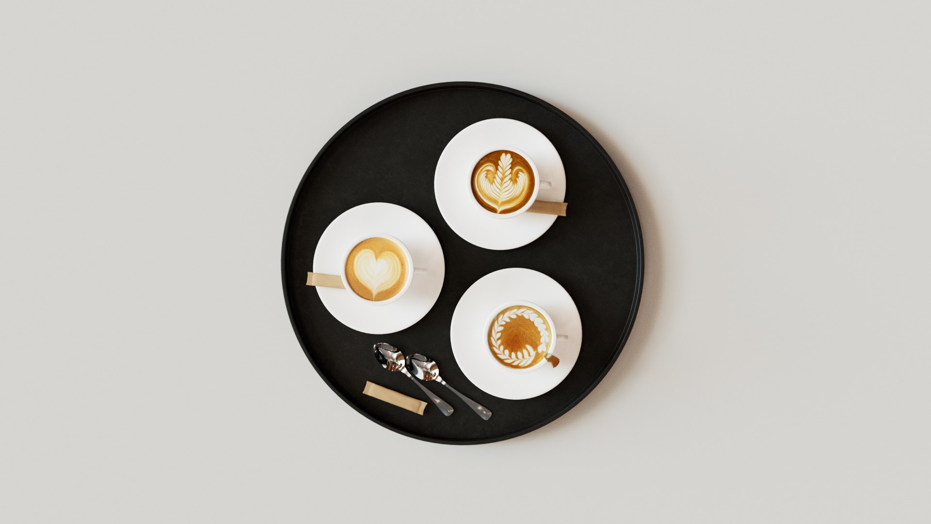 3D Cafe Coffees On A Tray With Simple Drag And Drop Coffee Textures ...