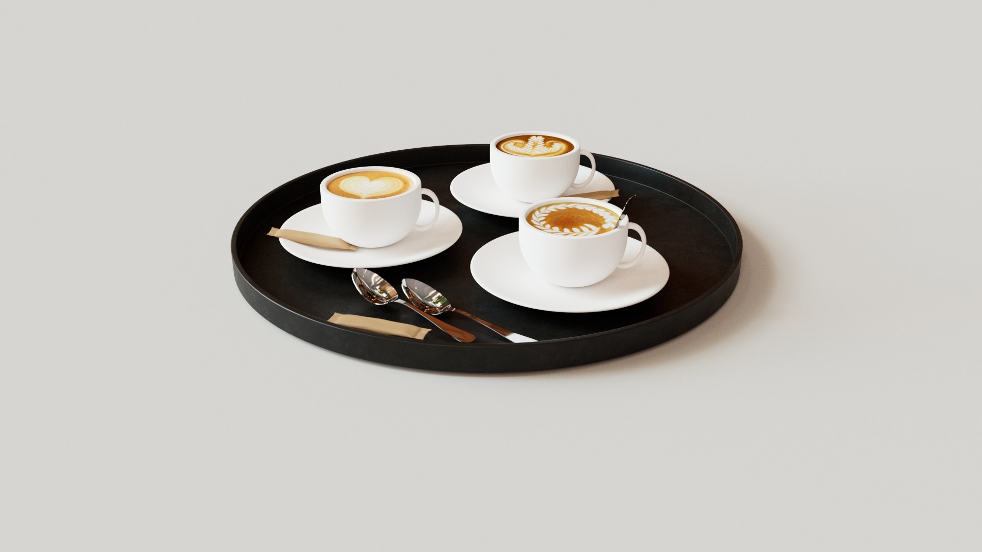 3D Cafe Coffees On A Tray With Simple Drag And Drop Coffee Textures ...