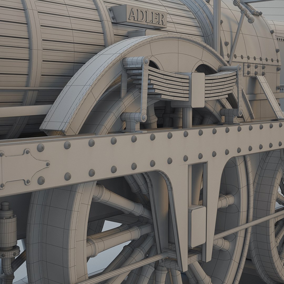 1835 Adler Steam Locomotive 3d Model