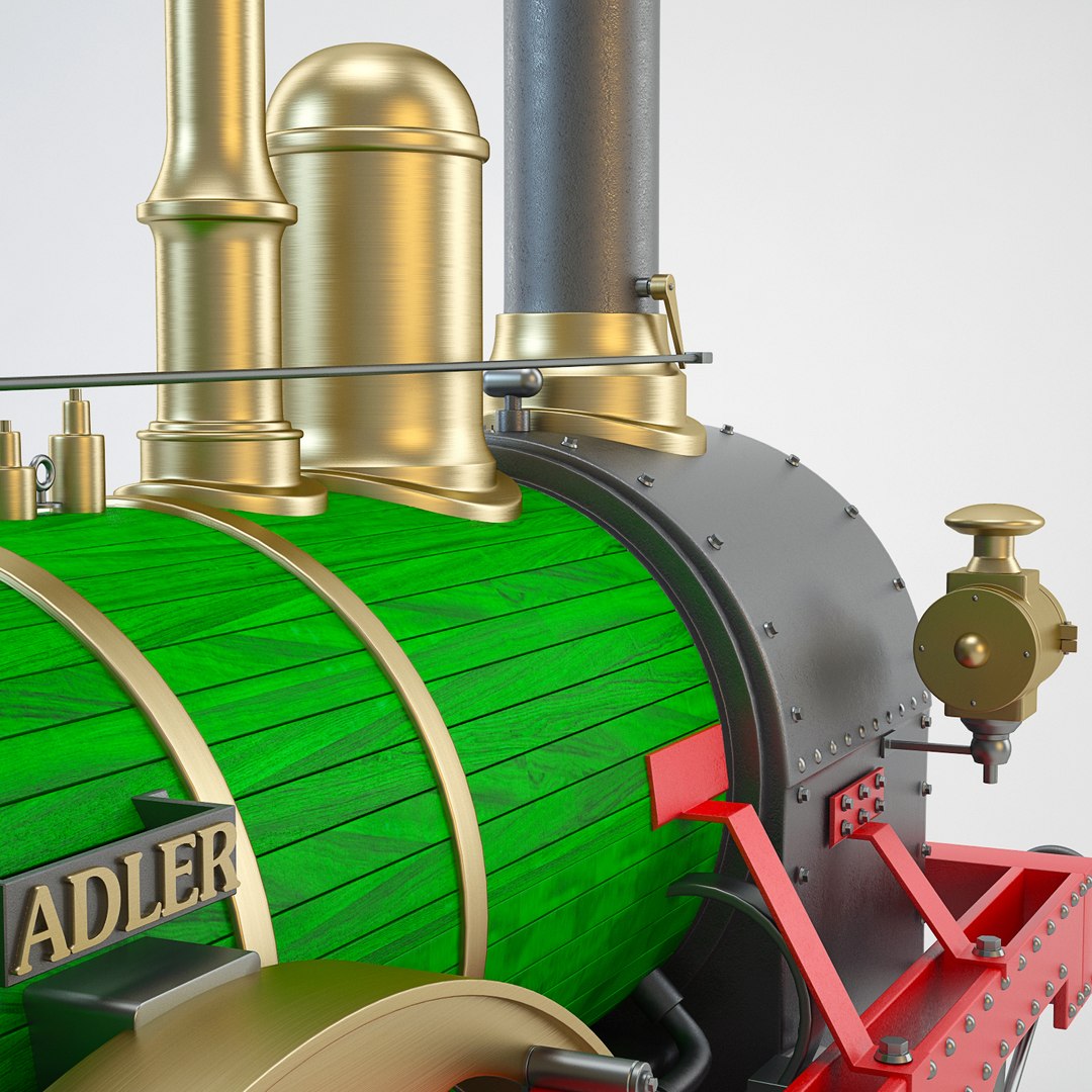 1835 Adler Steam Locomotive 3d Model