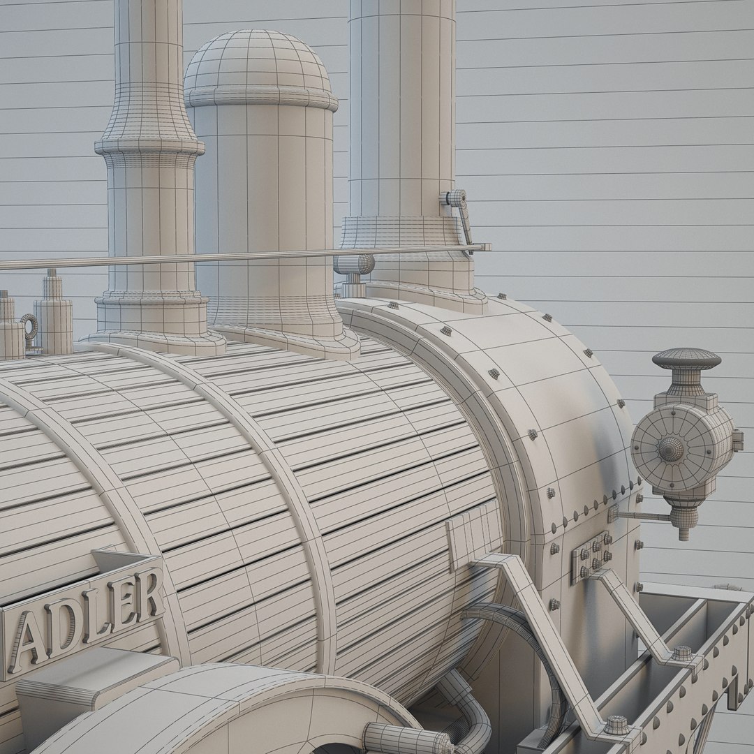 1835 adler steam locomotive 3d model
