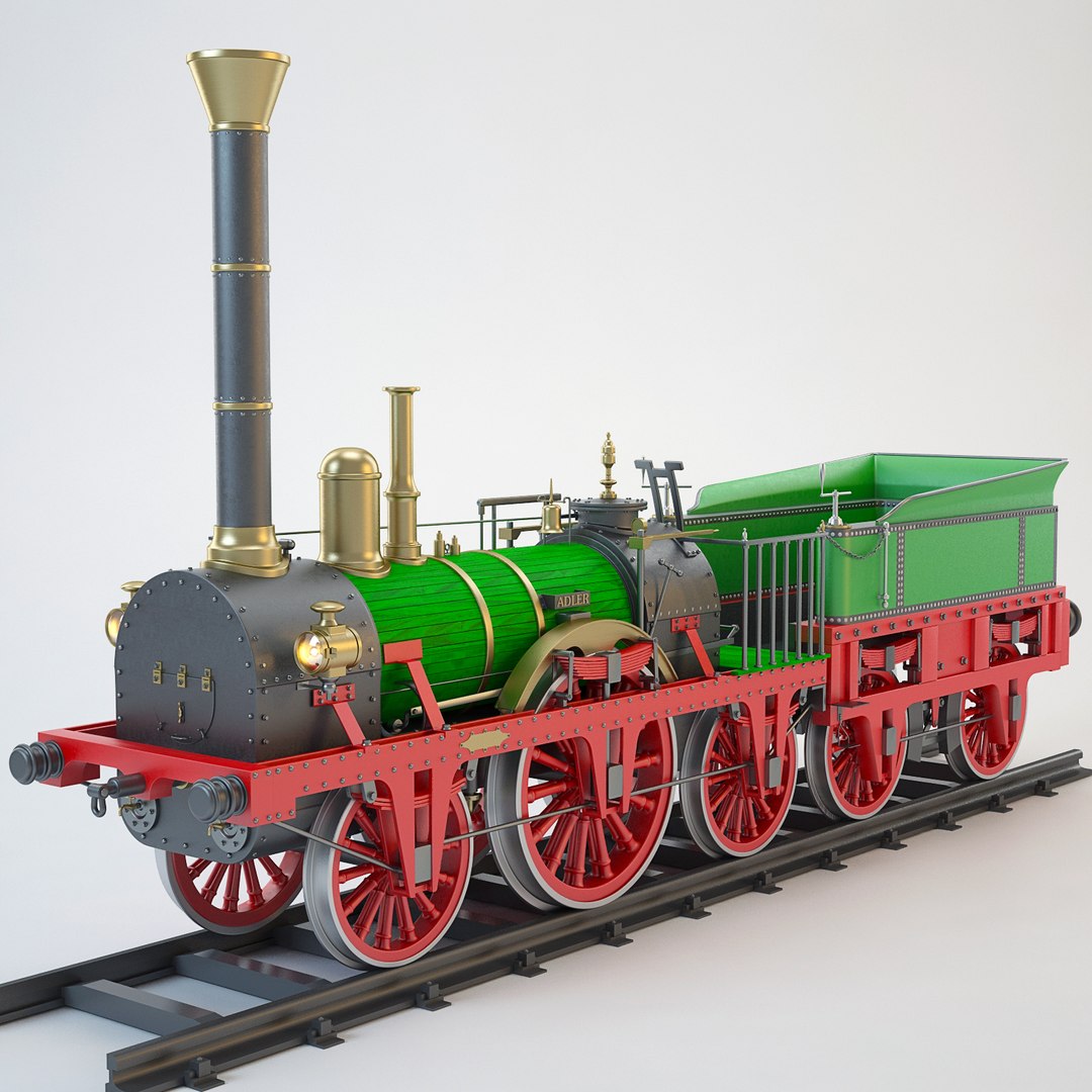 1835 Adler Steam Locomotive 3d Model